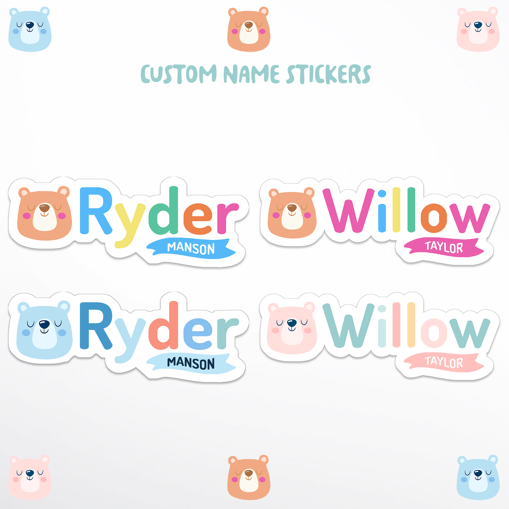 Happi Vinyl Waterproof Name Stickers - Bear – Happi Stamp Co.